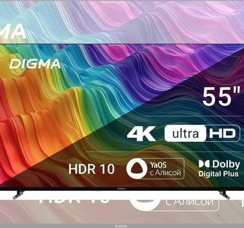 Телевизор Digma DM-LED55UBB33, YaOS