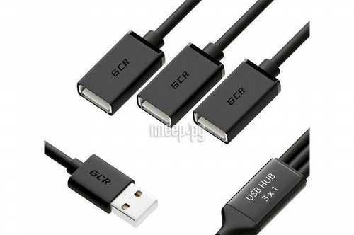 Хаб USB GCR AM - 3xAF 0.35m Black GCR-51864