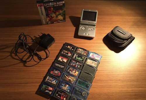 Game Boy + 21 картридж + чехол + зарядка