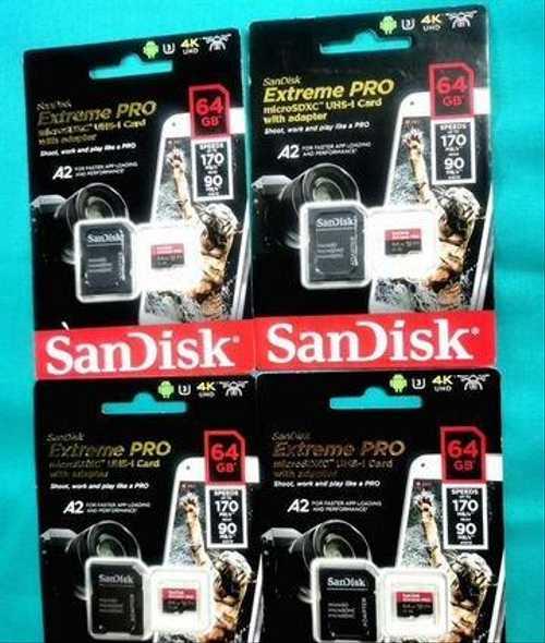 Sandisk Extreme Pro 64Gb для DJI и камер Go pro