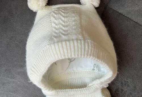 Шапка шлем с манишкой для новорожденных