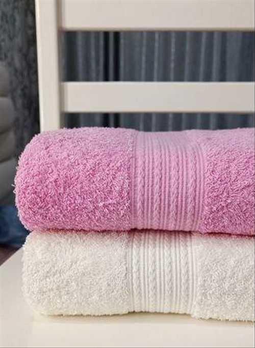 Набор махровых полотенец крем розовое 70*140