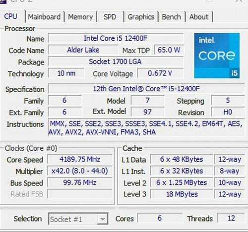 Процессор intel core i5 12400f oem