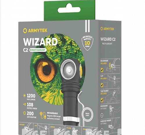 Фонарь Armytek Wizard C2 Magnet USB Белый и аккуму