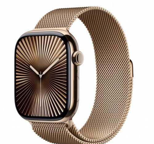 AppleWatch S10 46 Milanese Gold SM