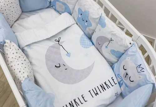 Комплект бортиков в детскую кроватку с одеялом