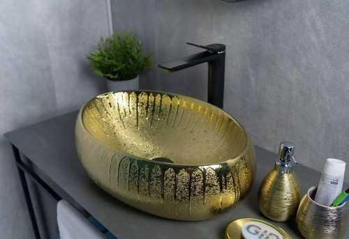 Накладная золотая раковина для ванной Gid 9030g