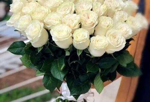 Букет 25 роз (цвет крем ) 40 см