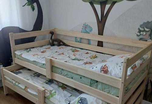 Детская двухъярусная кровать выдвижная из сосны