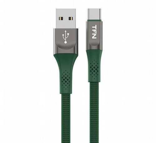 Кабель USB Type-C TFN 1.2m Zinc плоский green (TFN