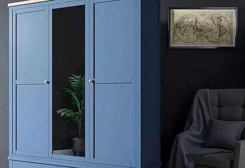 Шкаф Верн трехстворчатый с зеркалом, синий