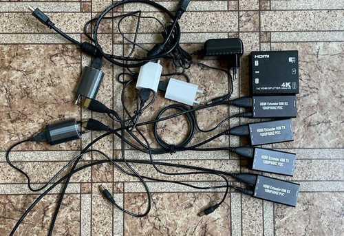 1 x 2 hdmi splitter, комплект hdmi ethernet