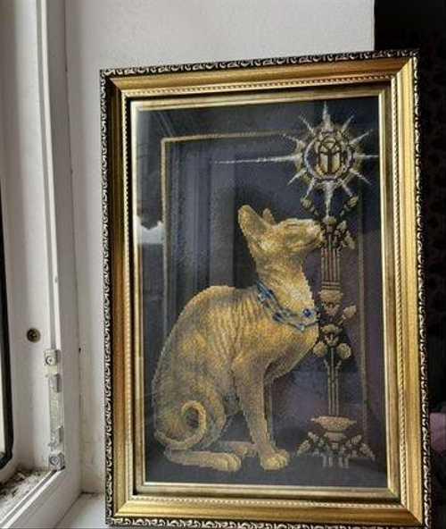 Картина крестом вышивка кот сфинкс