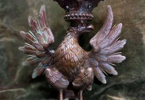 Раритетная скульптура орла,медь серебрение 18 век