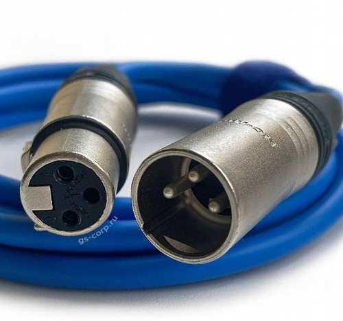 Кабель микрофонный GS-PRO XLR3F-XLR3M Blue 4 m