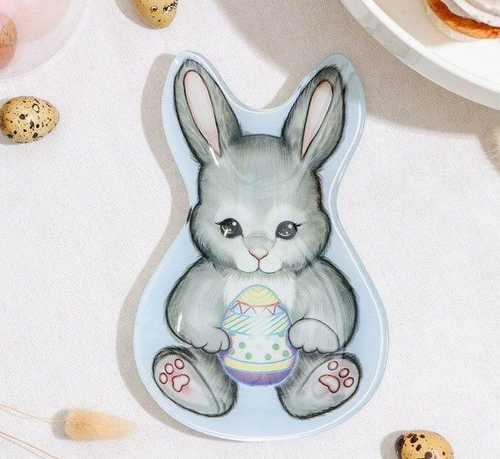 Блюдо стеклянное сервировочное Пасхальный кролик