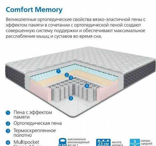 Матрас Uno multi Duo Lux Comfort Memory 200*200 см