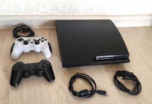 Прошитая Sony PS3 Slim 320GB +2 геймпада +45 игр