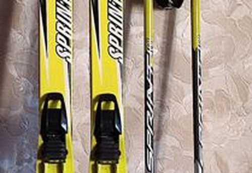 Лыжи беговые fisher sprint crown 160 см+палки 115