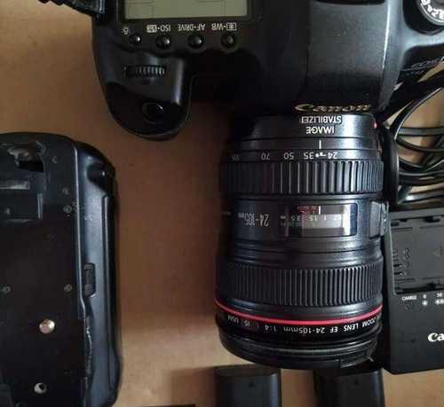 Canon 5d mark ii 24-105mm+бат блок+2акум+флеш