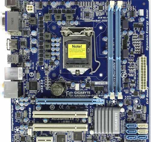 Мат. плата gigabyte GA-HA65M-D2H-B3 rev1.0 (RTL) LGA1155 PCI-E Dsub DVI hdmi gblan SATA raid M