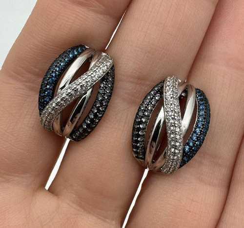 Серьги серебро 925 фианит SL стильные