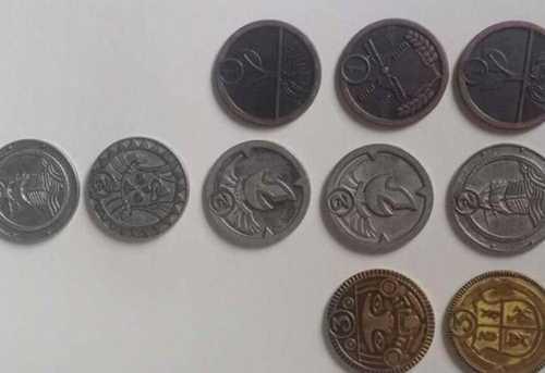 Жетоны "Пятёрочка" и + разные монеты