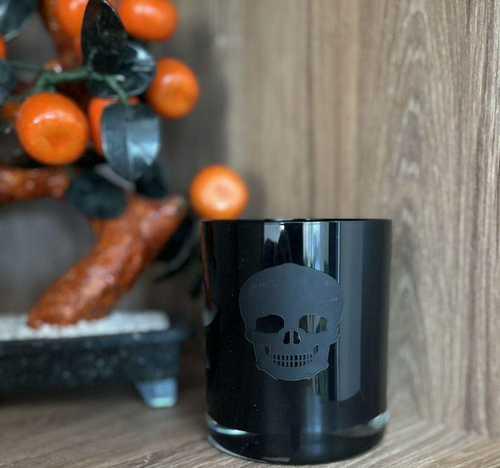 Стакан zara home с черепом черный глянцевый