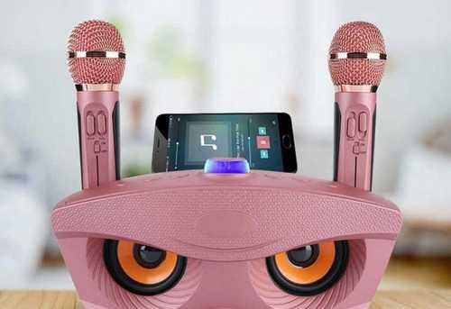 Семейная караоке система на два микрофона, розовый