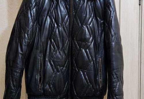 Куртка мужская зимняя кожаная размер 50 52 бу