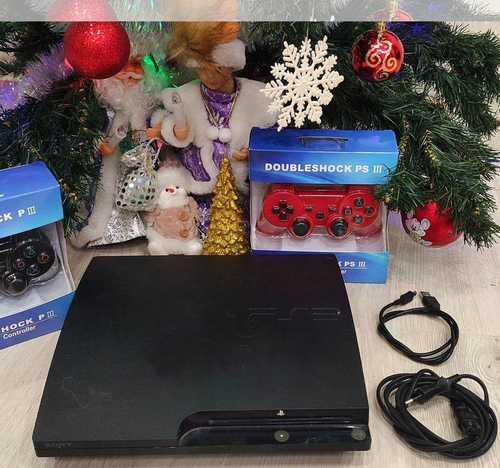 Прошитая Sony PS3 320GB, 2 геймпада(NEW)  45 игр