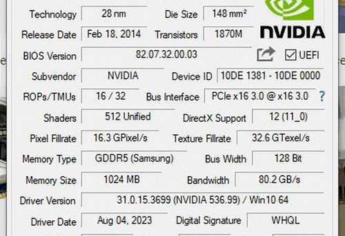 Nvidia GTX 750 1gb gddr5 (не требует доп.пит)