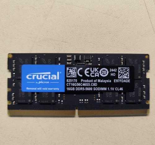 Оперативная память Crucial DDR5, 16gb, 5600Mhz, so