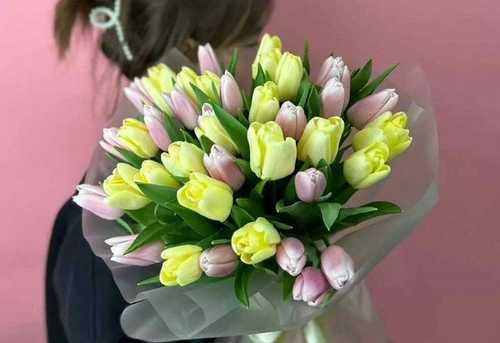 Букет из 39 тюльпанов микс цветы
