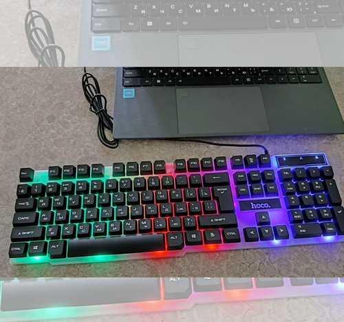 Игровая клавиатура +мышь RGB EN / RU