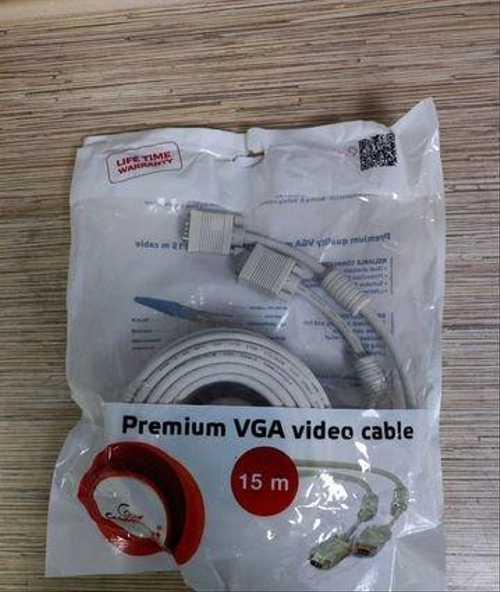 Кабель VGA Premium Cablexpert, 15м, 15M/15M, тройн