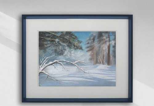 Картина пастелью "Зима"