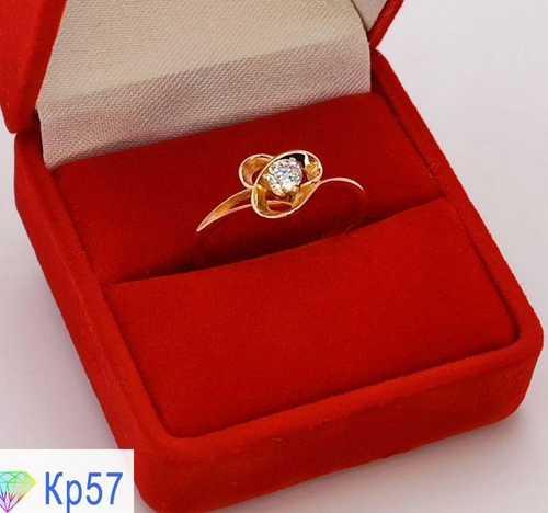 Золотое кольцо с бриллиантом 0.171ct р.17,5