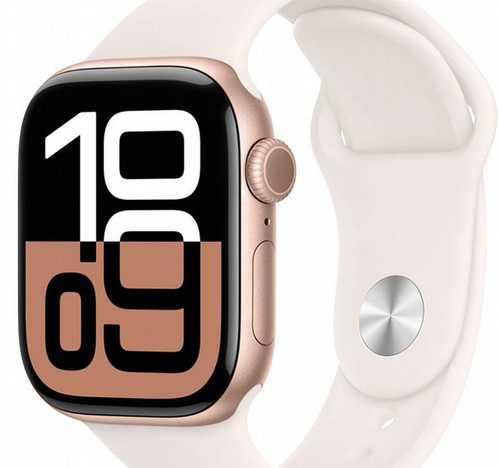 Apple watch series 10 gps 42мм корпус из алюминия rose gold+ремешок sport band light blush (s/m)