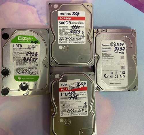 Жесткие диски 1TB, 500GB, SSD