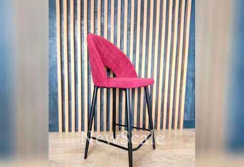 Барный бордовый мягкий стул-кресло со спинкой