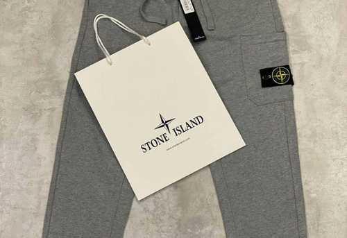 Штаны "брюки из футера" Stone Island серые S-XL