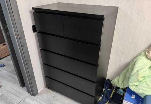 Комод IKEA мальм 6 ящиков черный