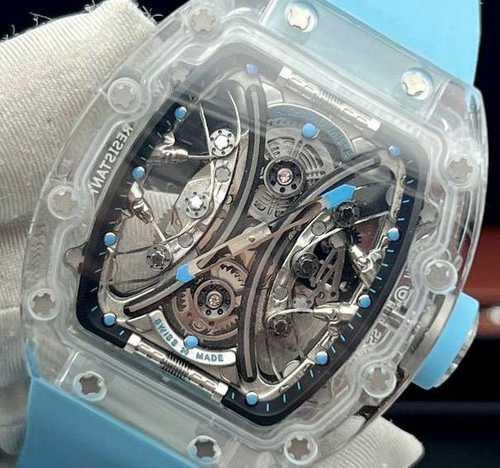 Мужские прозрачные часы Richard Mille (голубой)