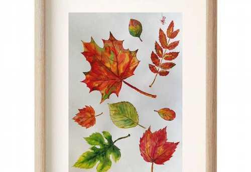 Акварель Картина "Осенние листья"