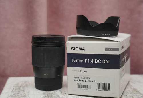 Объектив Sigma 16mm 1.4 Sony E