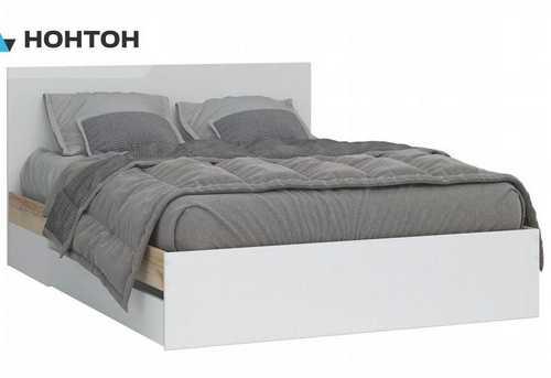 Кровать двухспальная Юкки с ящиками белая / дуб де
