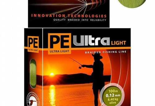 Шнур aqua PE ultra light Olive 0,12mm 100m 2шт