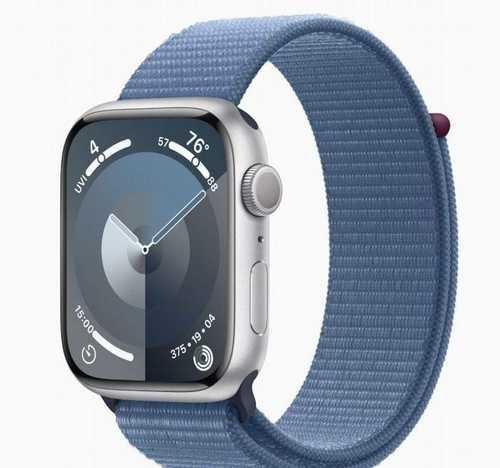 Смарт-часы Apple Watch Series 9,   Cellular 45 мм Silver Al Winter Blue Sport Loop