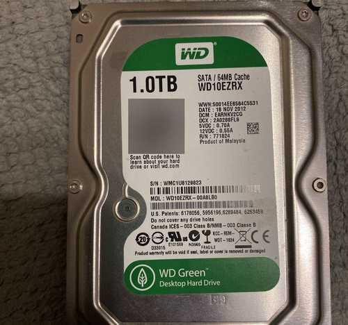 Жесткий диск SATA-3 1Tb WD Green IntelliPower